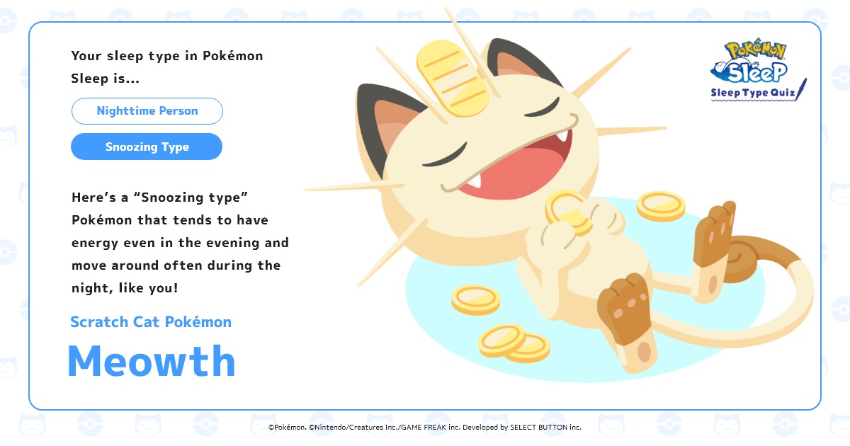 Meowth｜Sleep Type Quiz – Pokémon Sleep Official Webpage