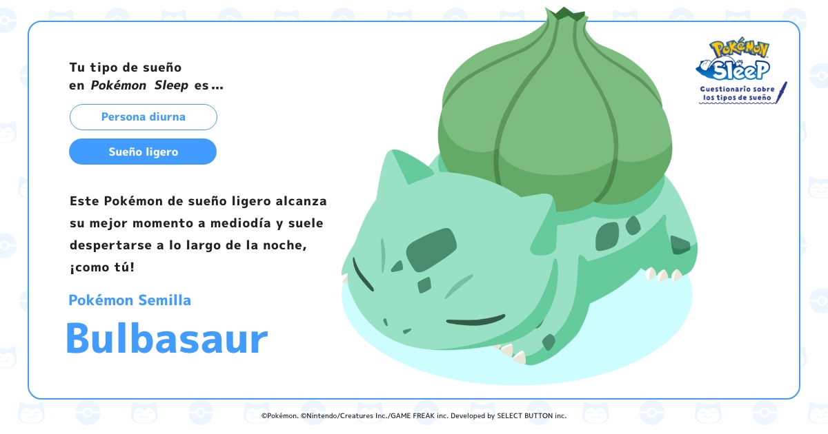 Bulbasaur｜Cuestionario sobre los tipos de sueño – Página web oficial de ...